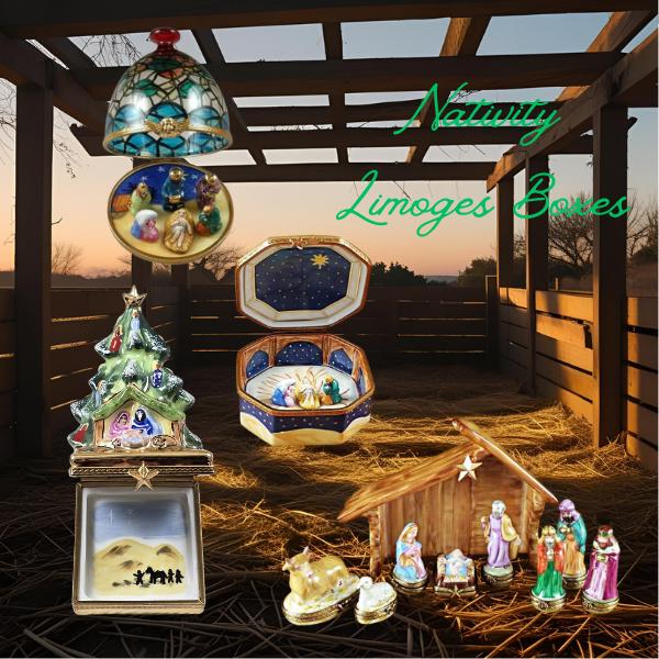 Hand-Painted Nativity Scene Limoges Box Christian Limoges Box