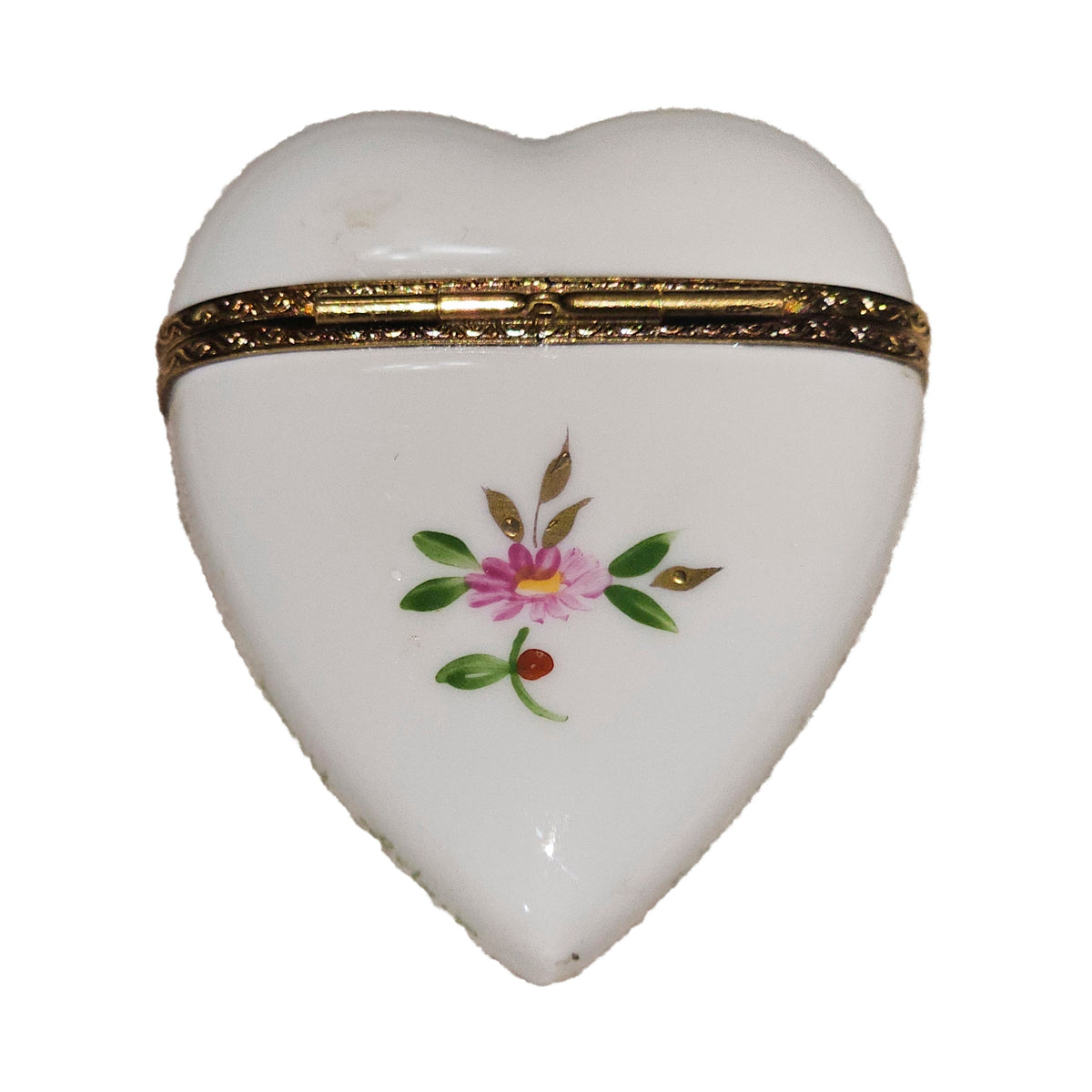 Heart Shaped Pink Floral Limoges Box for Gifts