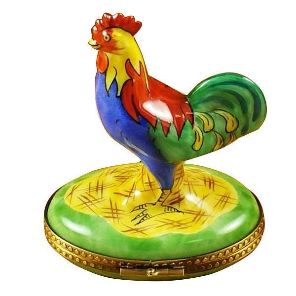 Limoges Box Rooster Design Handcrafted Collectible